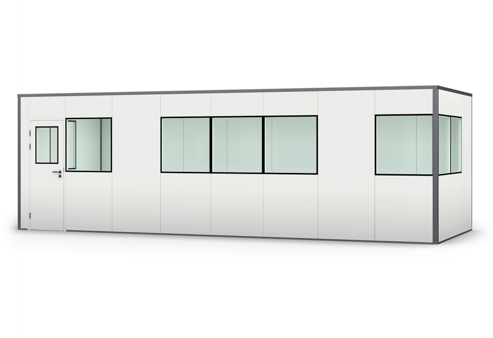 Halová kancelář PREFAB-24, 8x okno, 1x dveře (13x stěnový panel, 8x ...
