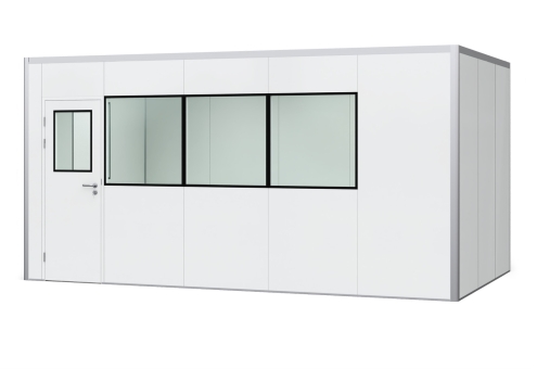 Halová kancelář PREFAB-15, 4x okno, 1x dveře (11x stěnový panel, 5x ...