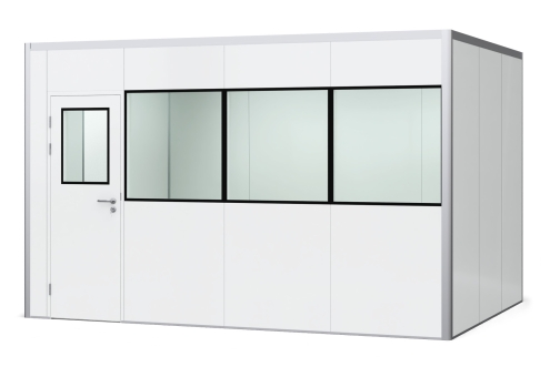 Halová kancelář PREFAB-12, 4x okno, 1x dveře (9x stěnový panel, 4x ...