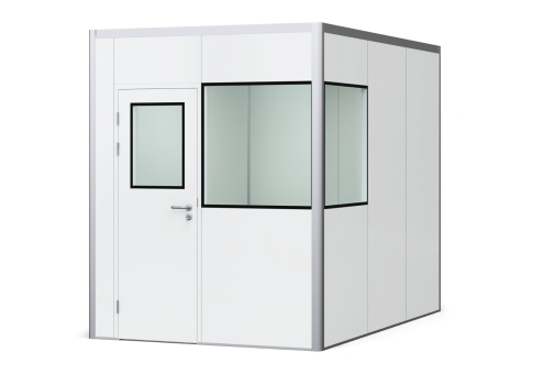 Halová kancelář PREFAB-6, 2x okno, 1x dveře (7x stěnový panel, 2x ...