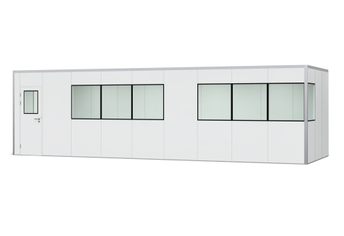 Halová kancelář PREFAB-27, 8x okno, 1x dveře (15x stěnový panel, 9x ...