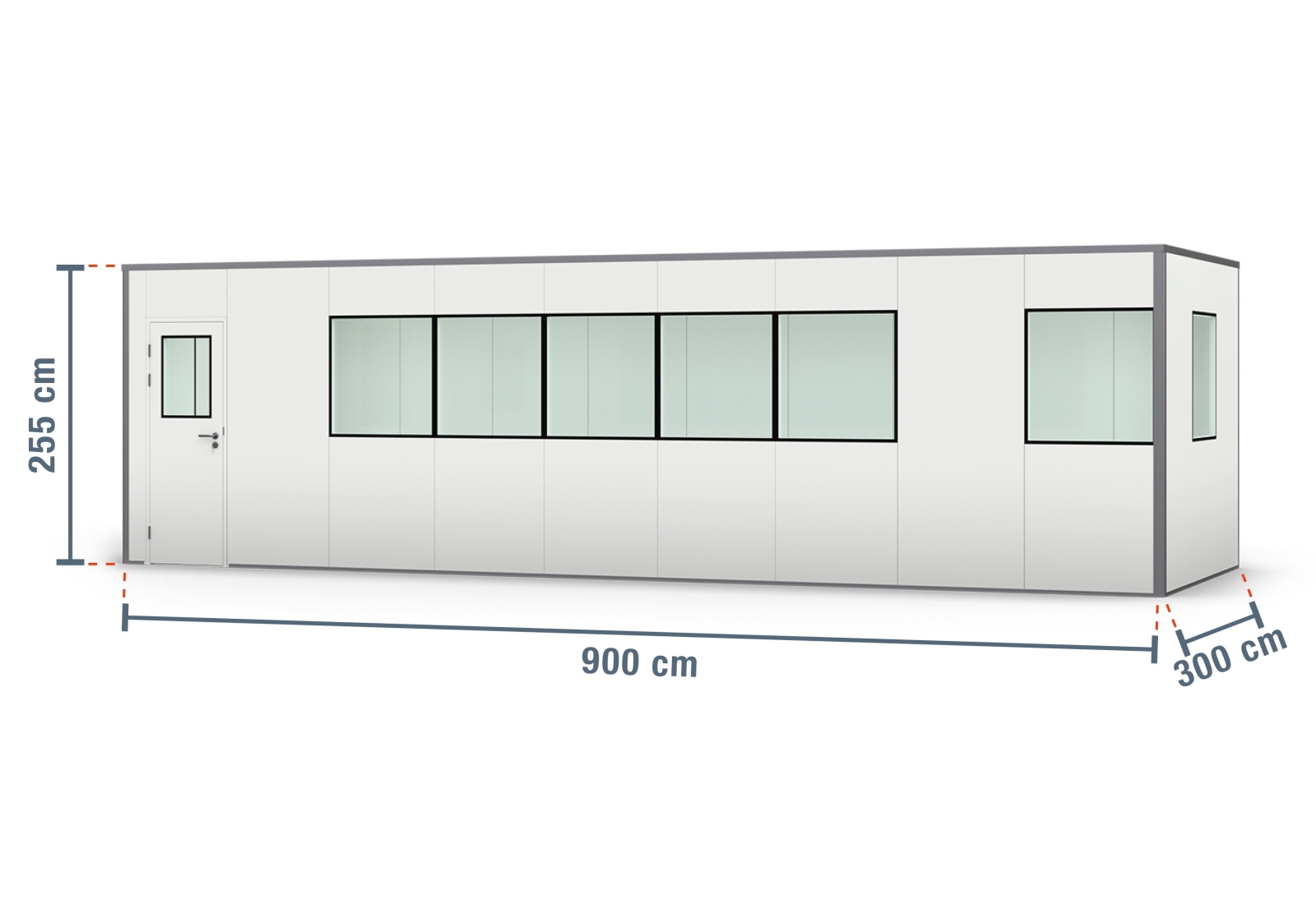 Halová kancelář PREFAB-27, B-Zboží, 8x okno, 1x dveře (15x stěnový ...