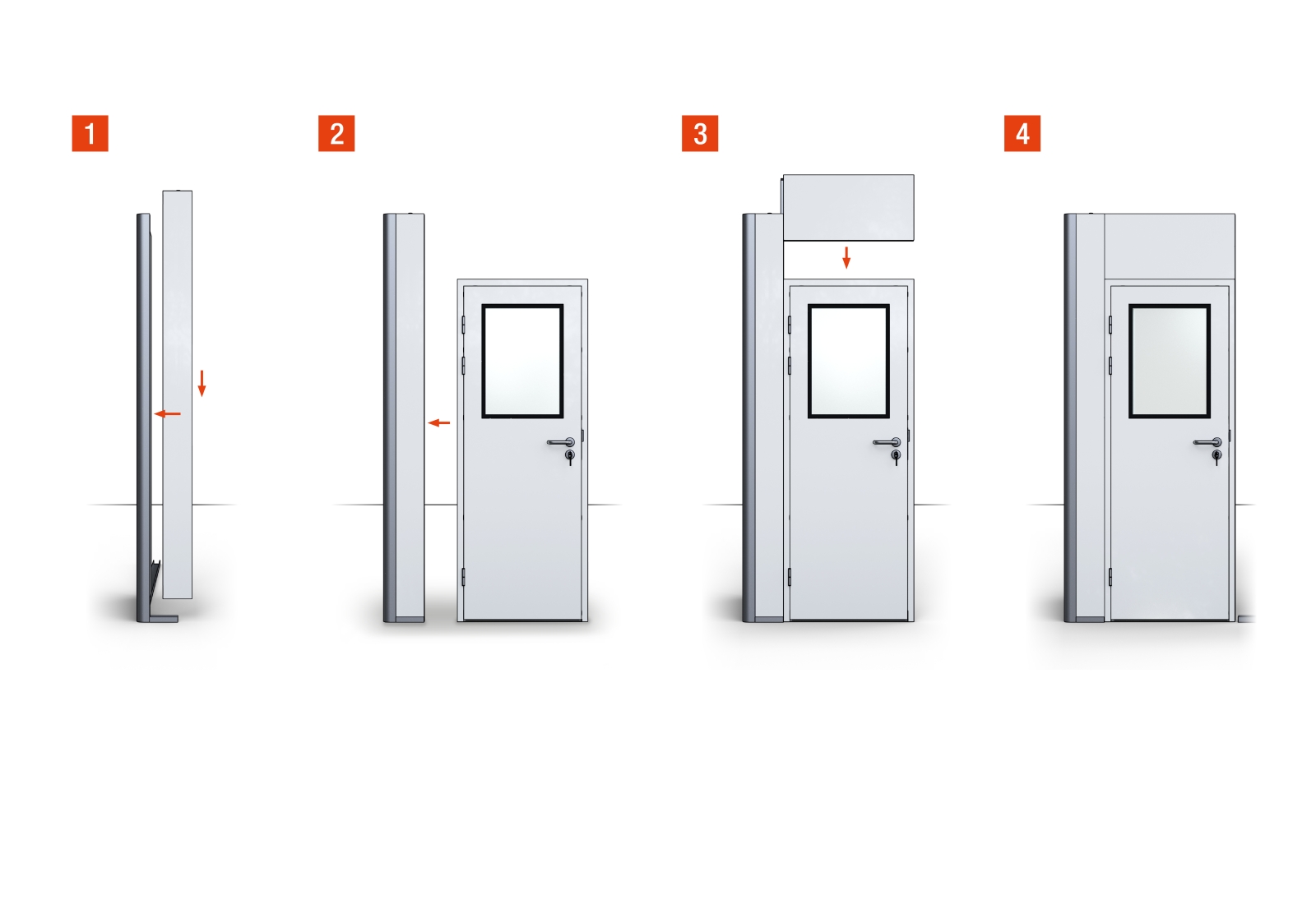 Halová kancelář PREFAB-12, 4x okno, 1x dveře (9x stěnový panel, 4x ...